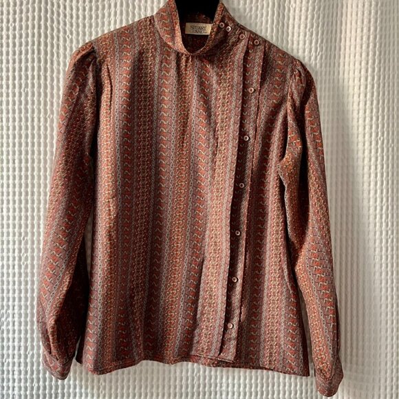 Stuart Lang | Tops | Vintage Stuart Lang Print Blouse | Poshmark